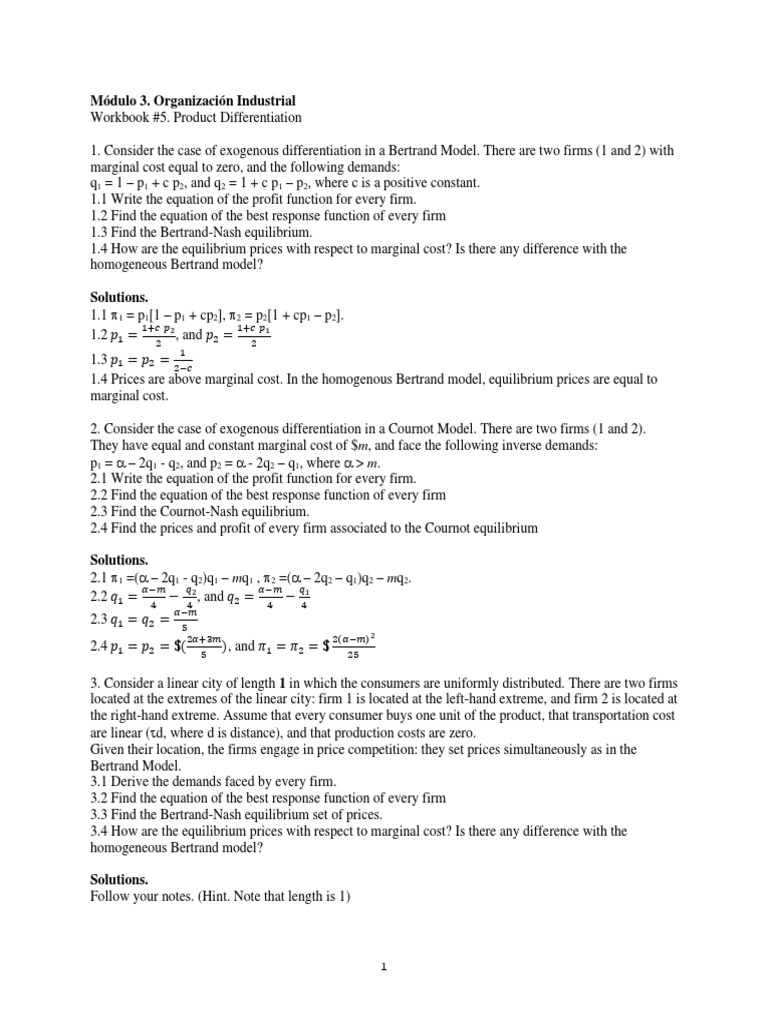 Workbook 5. Differentiation | PDF | Economic Equilibrium | Applied Mathematics