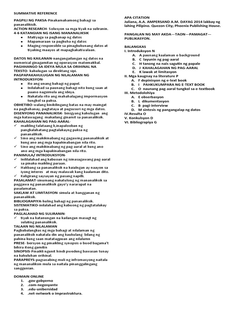 Pagbasa Summa Reference | PDF