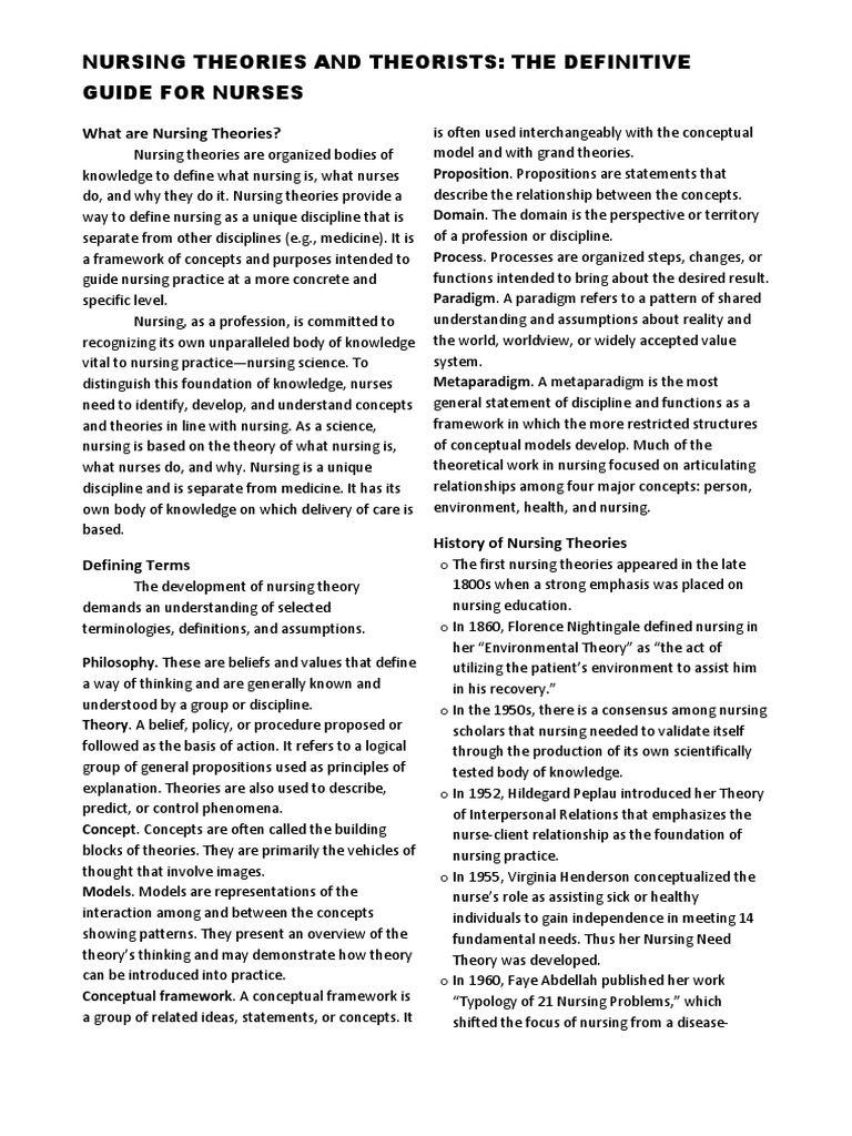 Nursing Theories | PDF | Theory | Nursing