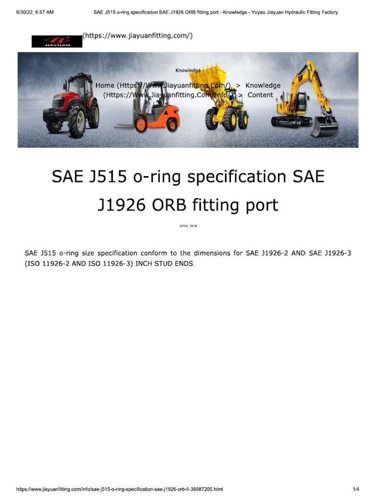 O RING SIZE FOR ISO 11926-2 | PDF