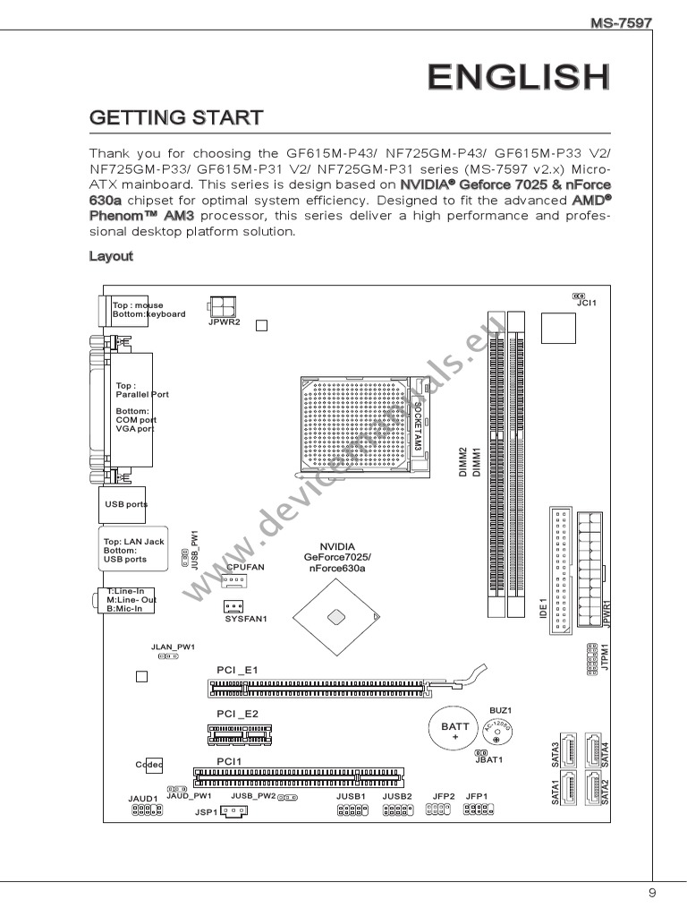 Msi MS7597 | PDF | Bios | Dynamic Random Access Memory