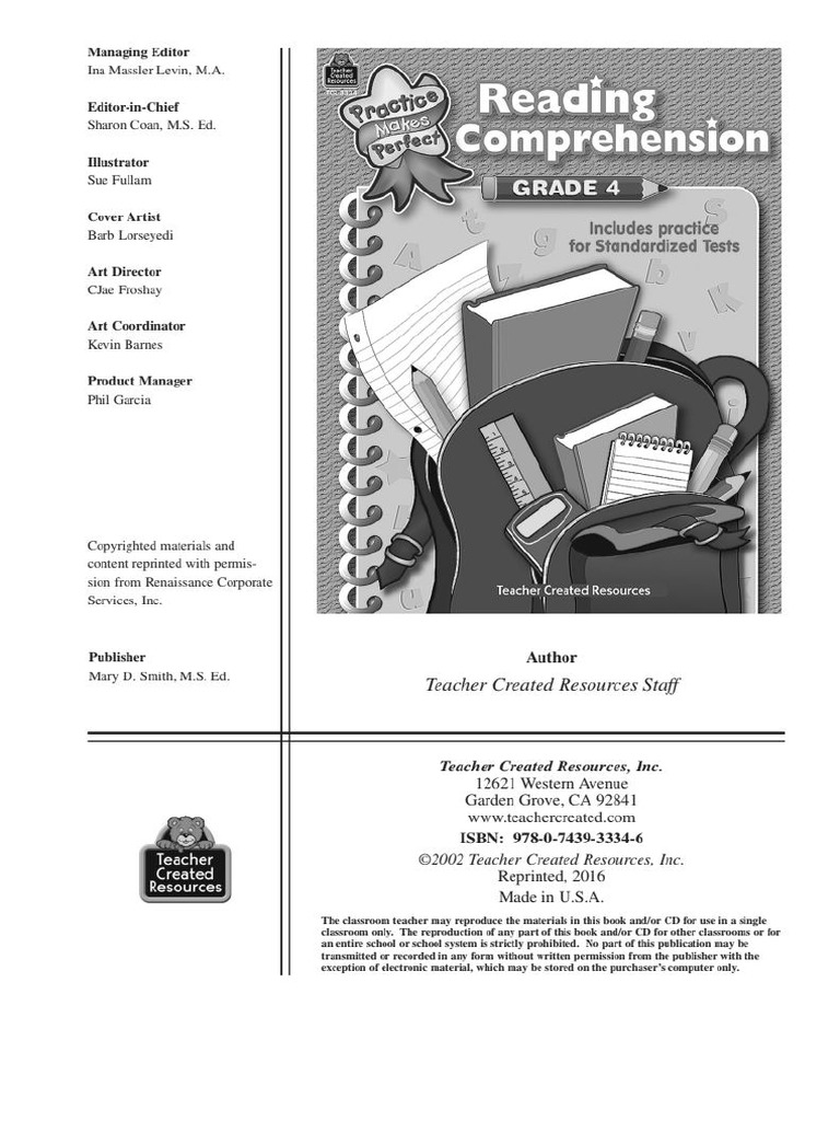 Reading Comprehension - Grade 4 | PDF