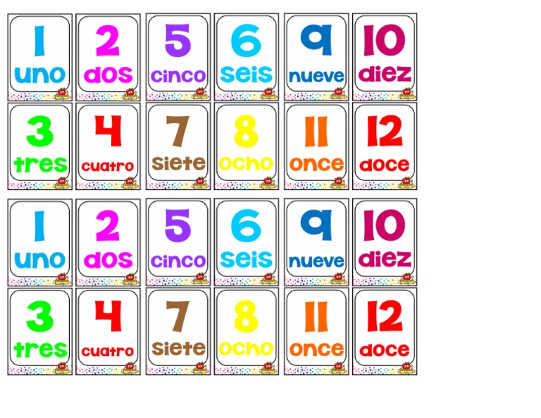 Tarjetas Números 1 Al 10 | PDF