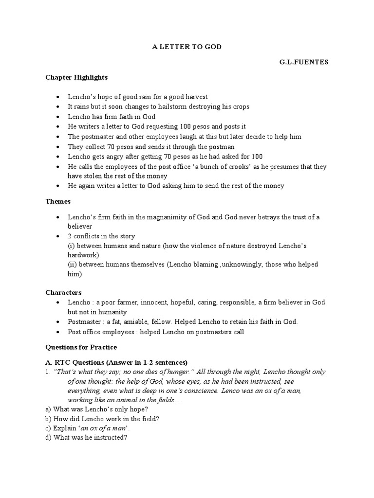 A Letter To God | PDF