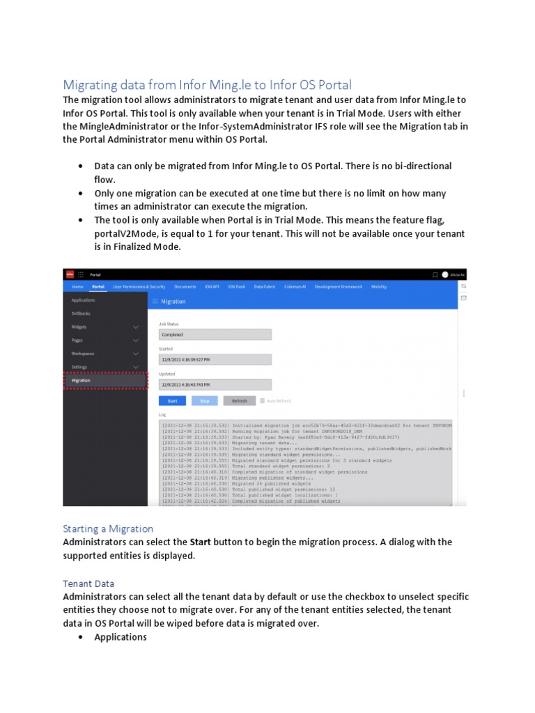 Infor Ming.le to OS Portal Migration Guide | PDF