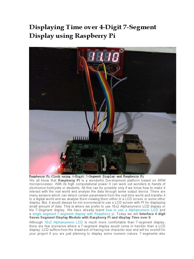 Experime 2 Displaying Time Oer 4 Digit 7 Segment Using Raspberry Pi 3 Pdf Raspberry Pi
