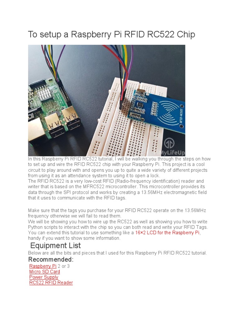 Exeriment-10 To Setup A Raspberry Pi RFID RC522 Chip-1 | PDF