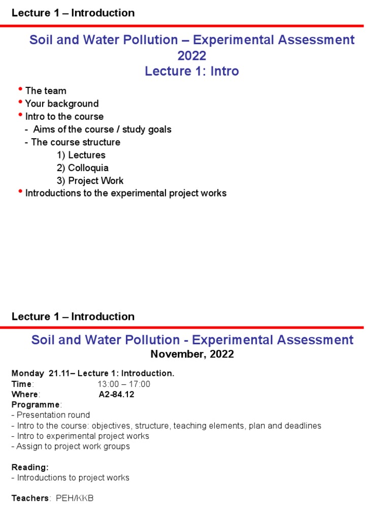 Lecture 1 Intro - SWPExp - 21 Nov 2022 | PDF | Seminar | Soil
