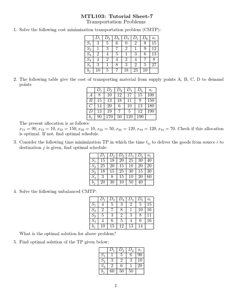 (Spring19) - MTL 103 Tut7a | PDF | Mathematical Optimization | Theoretical Computer Science
