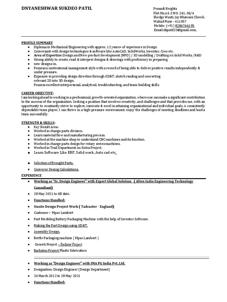 Dnyaneshwar Patil (CV) | PDF