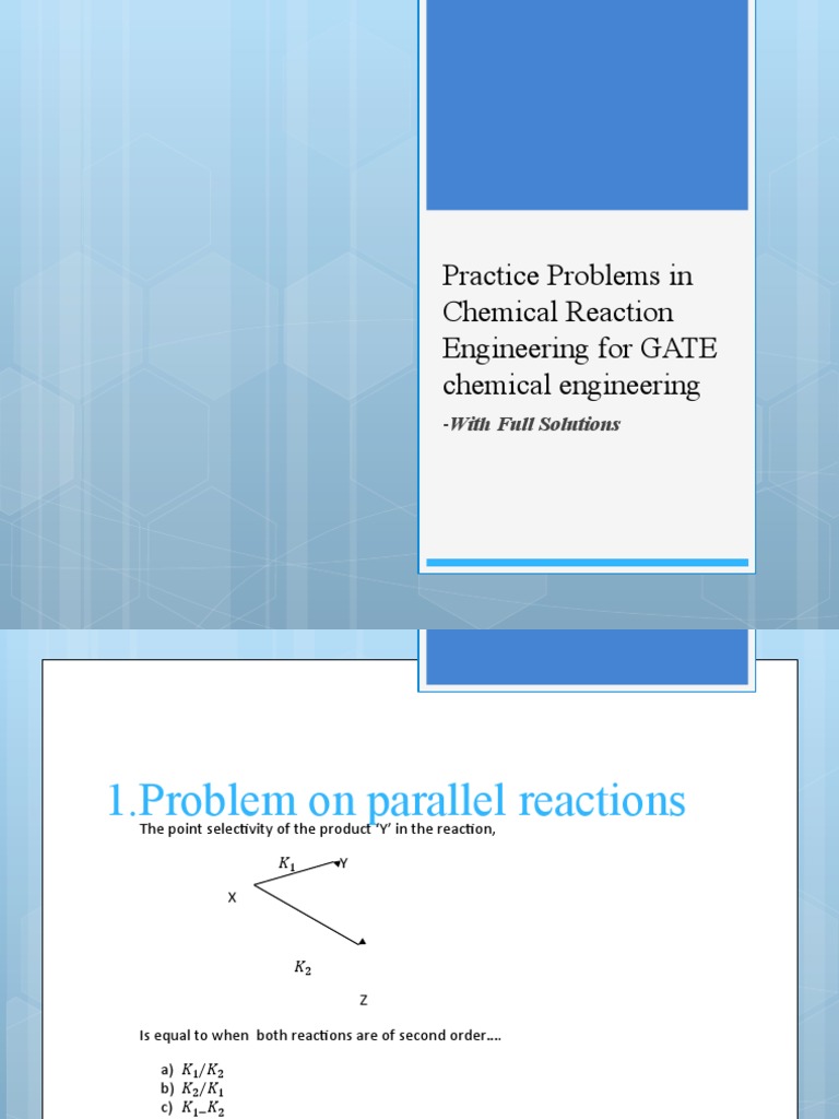 Practice Problems in Chemical Reaction Engineering For GATE | PDF ...