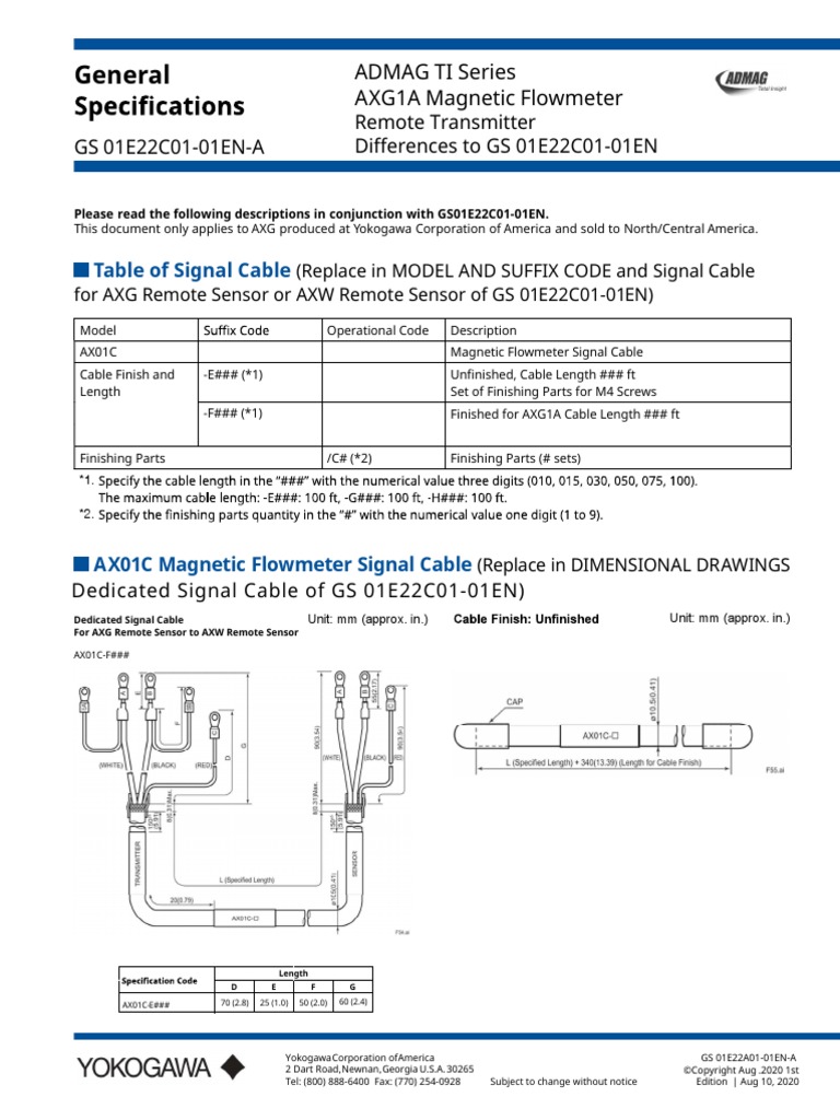 GS01E22C01-01EN-A (Especificaciones Generales) | PDF
