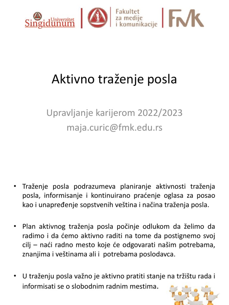 Aktivno Traženje Posla: Upravljanje Karijerom 2022/2023 Maja - Curic ...