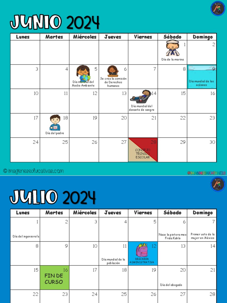 CALENDARIO ESCOLAR 2023 2024 CON FECHAS CLAVE COLOR - Parte3 | PDF