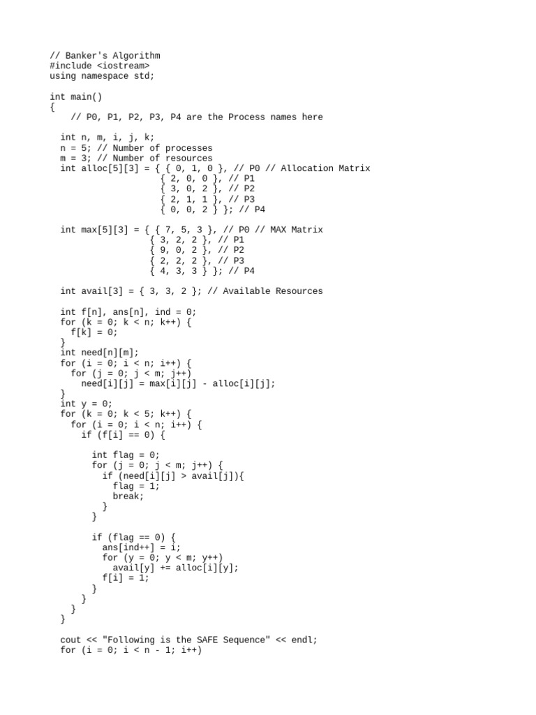 Bankers Algorithm | PDF | Computer Programming | Applied Mathematics