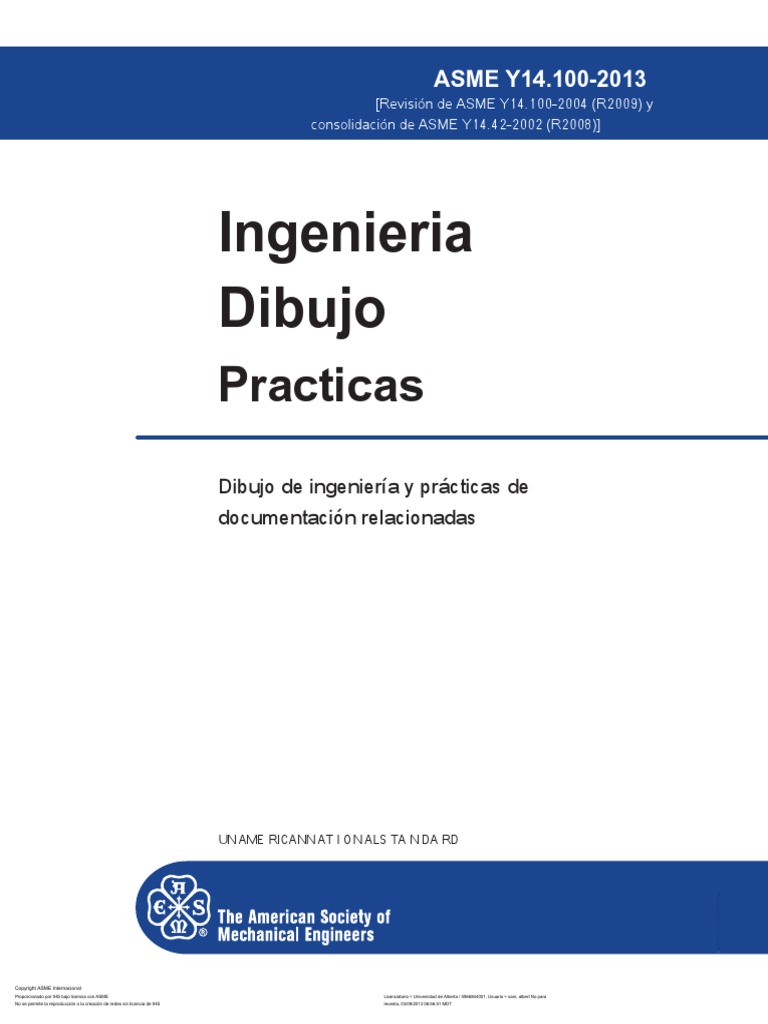 1 ASME Y14.100 2013 PRACTICAS DE DIBUJO DE INGENIERIA | PDF