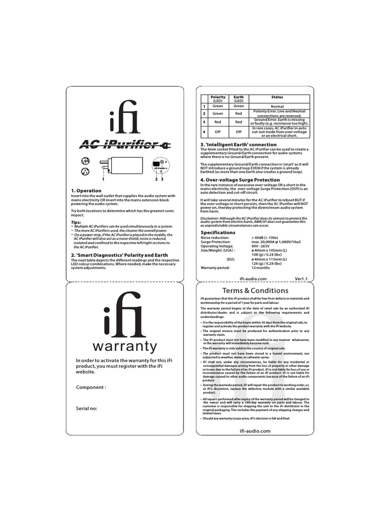AC-iPurifier Manual | PDF | Mains Electricity | Electrical Equipment