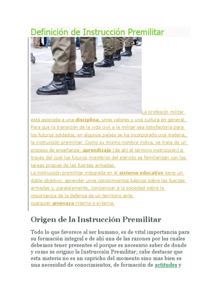 Definición de Instrucción Premilitar | PDF | Libertad | Estado (política)