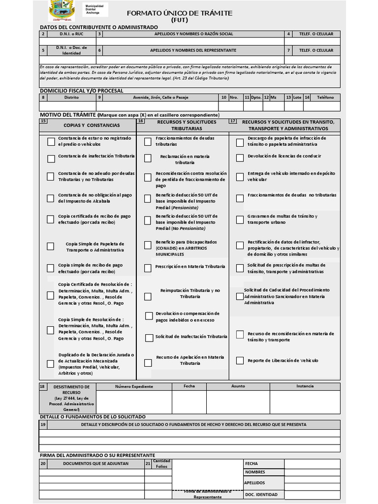 For. Formato Unico de Tramite Fut | PDF | Multa (pena) | Gobierno For. Formato Unico de Tramite Fut | PDF | Multa (pena) | Gobierno