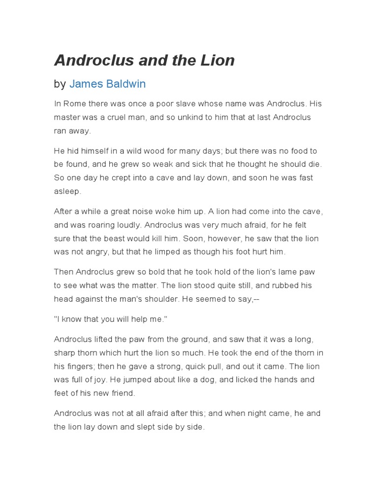 Androclus and The Lion | Download Free PDF | Lion