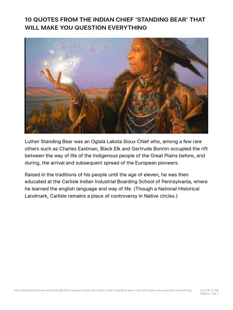 Standing Bear's Quotes on Life & Nature | PDF