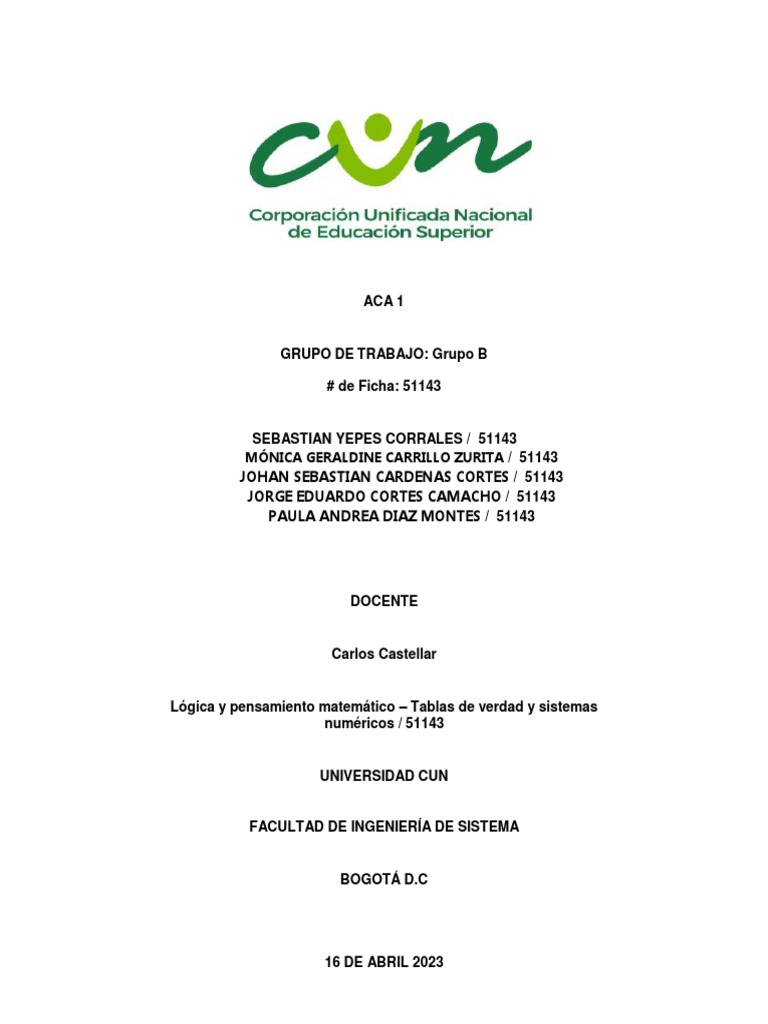 ACA 1 - Lógica y Pensamiento Matemático | PDF