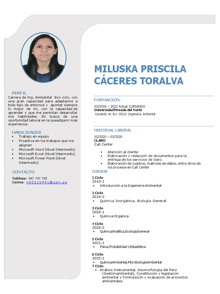 CV Miluska 2023 | PDF | Ciencias fisicas