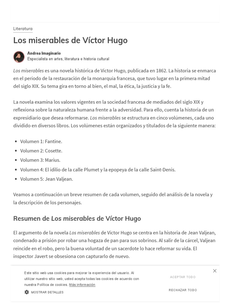 Libro Los Miserables de Víctor Hugo - Resumen, Análisis y Personajes | PDF | Los Miserables ...