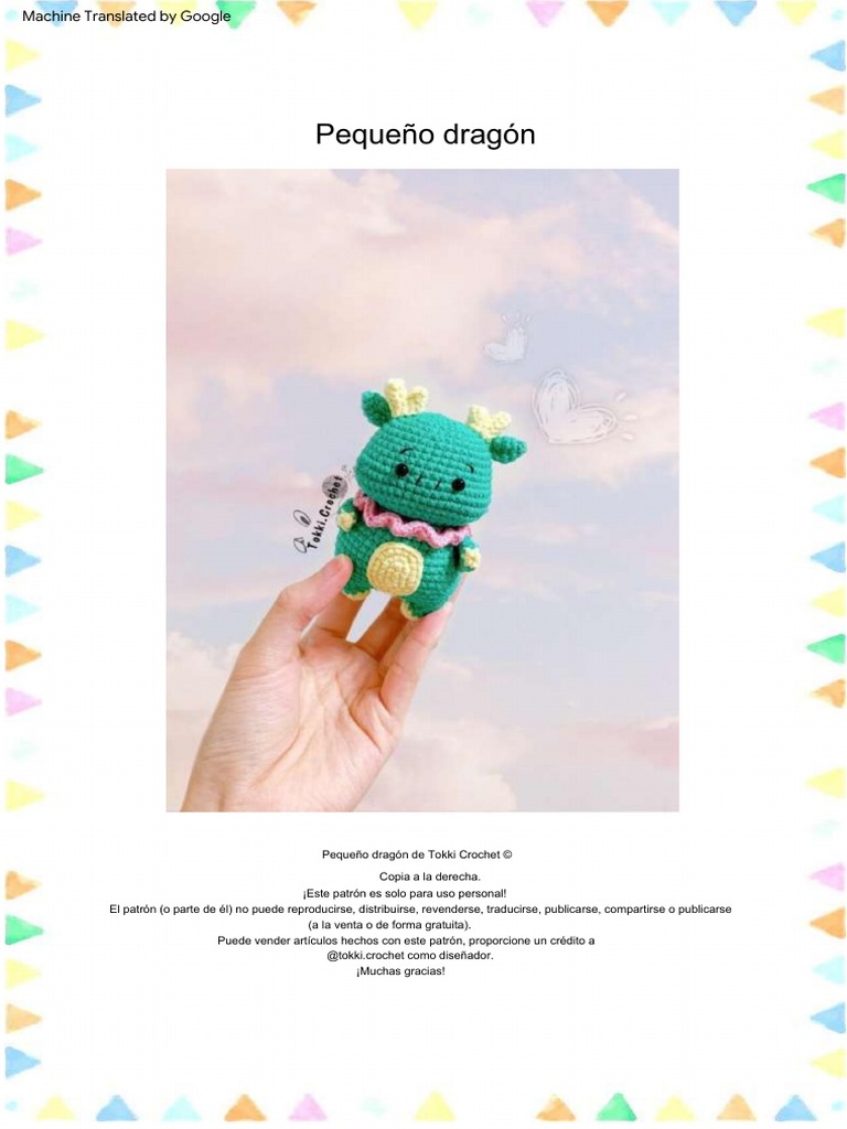 Patrón gratis de dragón amigurumi | PDF | Tejer