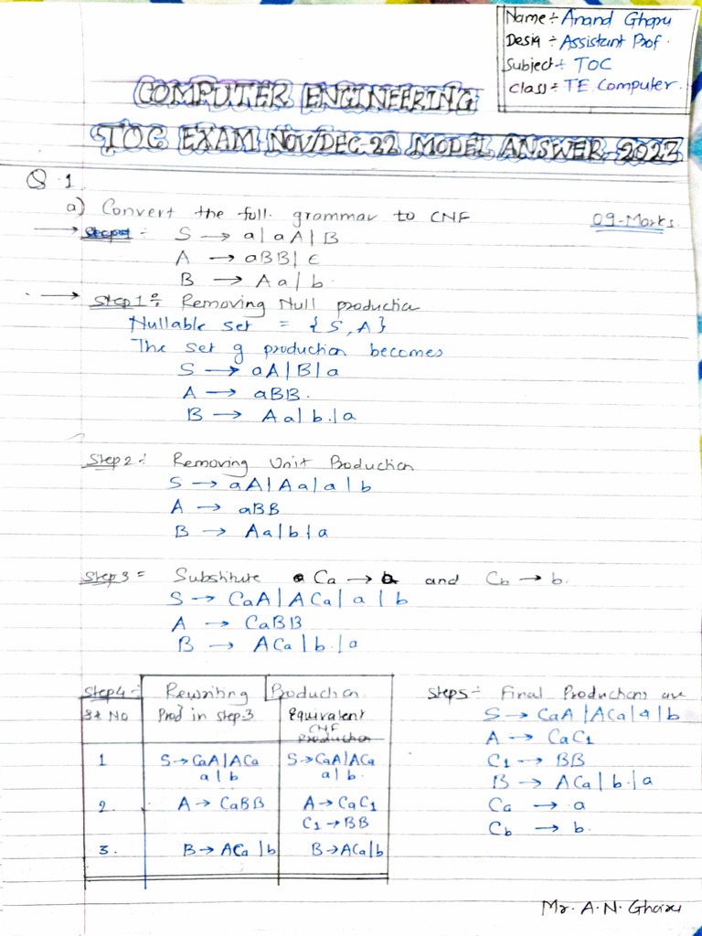 Computer Toc Endsem Jan 2023 Solution | PDF