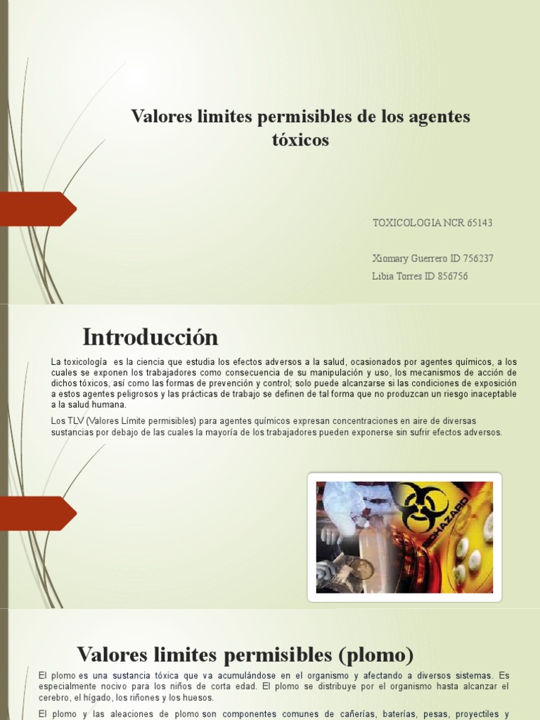 Act 4 Valores Limites Permisibles de Los Agentes Tóxicos | PDF ...