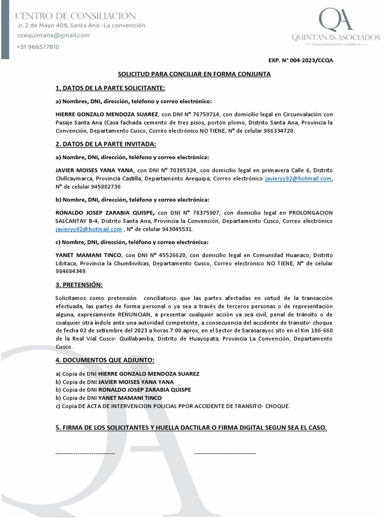 Acta de Conciliacion N°004-2023 | PDF