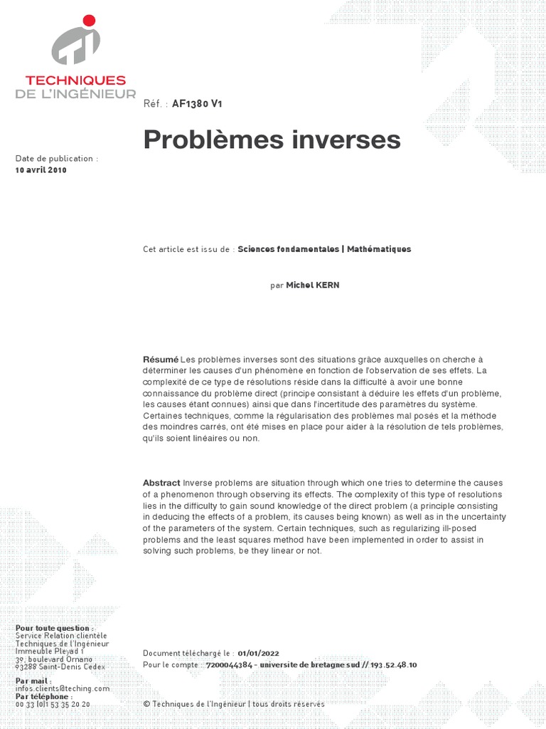 Problèmes Inverses | PDF