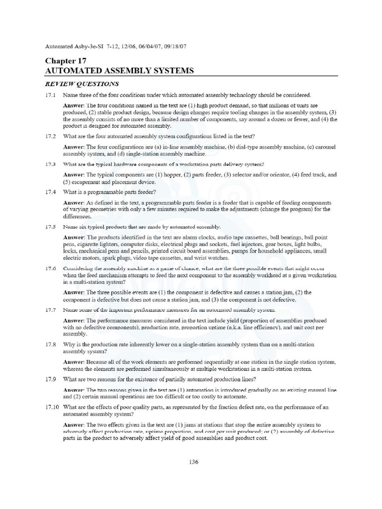 Chapter 17 Automated Assembly Systems | PDF