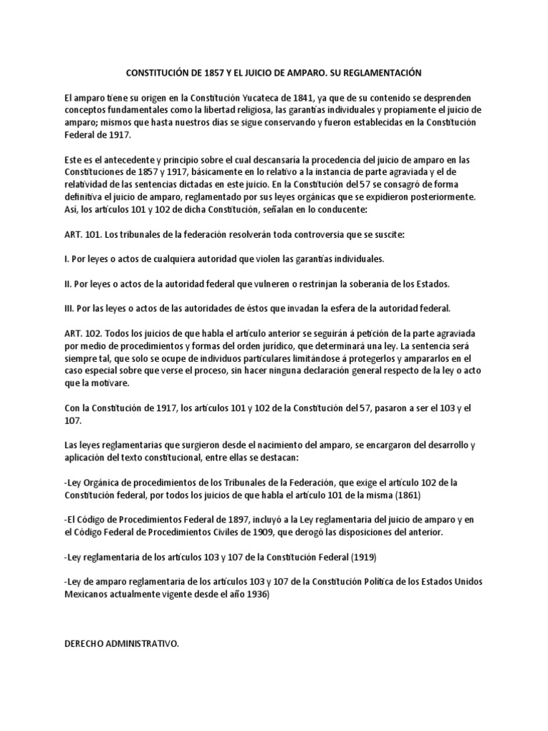 Amparo y Constitución de 1857 | PDF | Justicia | Crimen y violencia