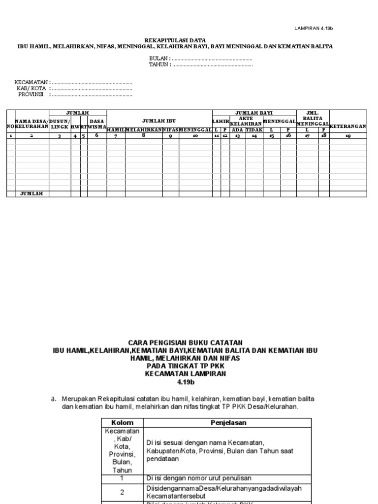Rekapitulasi Data Ibu Hamil, Melahirkan, Nifas, Meninggal, Kelahiran Bayi, Bayi Meninggal Dan ...