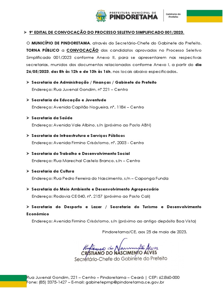 Edital de Convocacao - 9 - 2023 - 0000001 | PDF | Brasil Edital de Convocacao - 9 - 2023 - 0000001 | PDF | Brasil