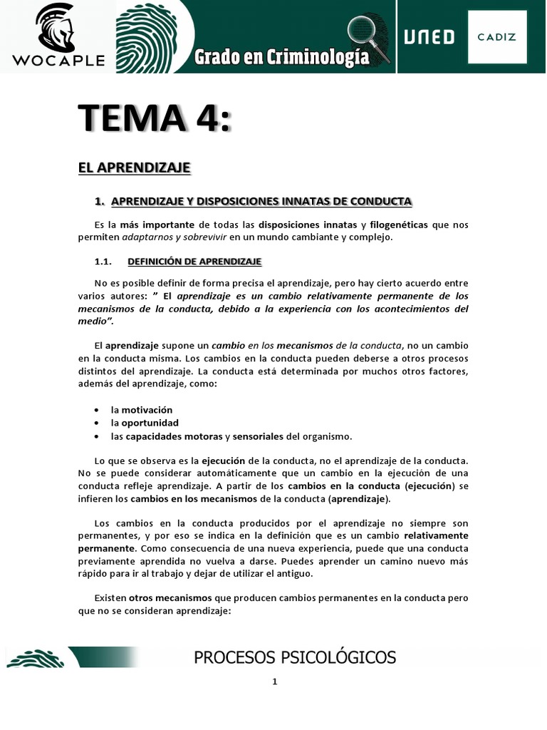 TEMA4 | PDF | Aprendizaje | Instinto