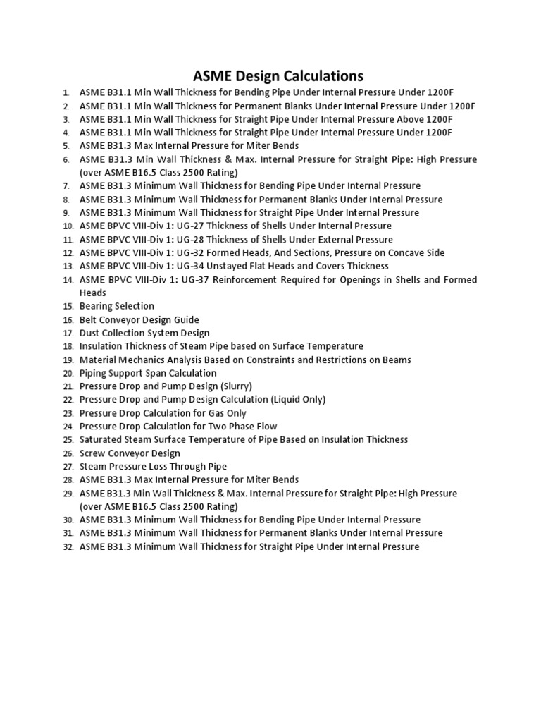 ASME Design Calculations To Study | PDF | Home & Garden