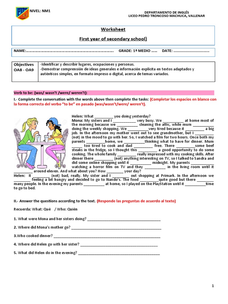 Worksheet Past | PDF | Syntax | Linguistics