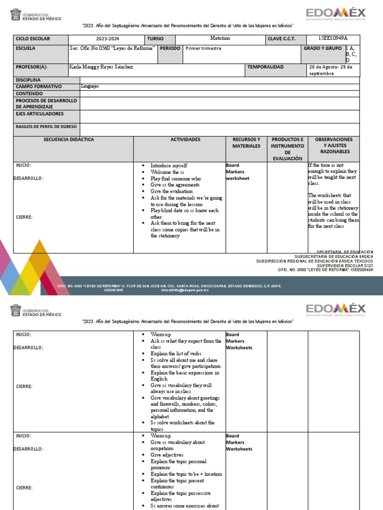 Planeacion Formato Secundaria | PDF