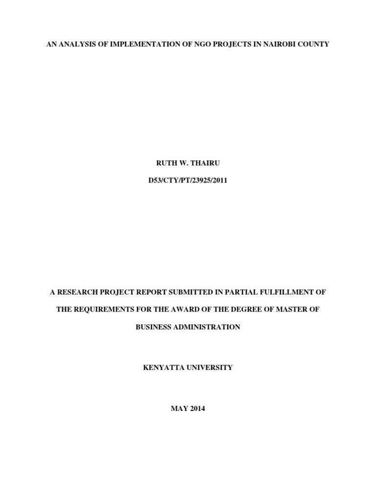 An Analysis of Implementation of Ngo Projects in Nairobi County | PDF ...