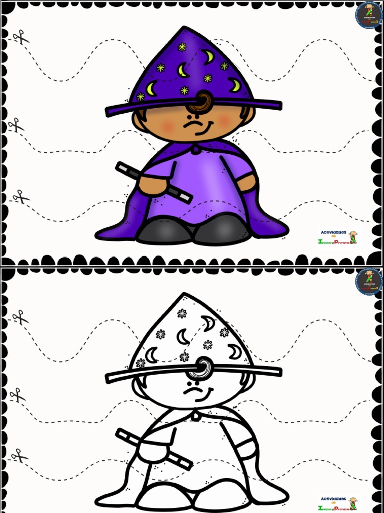 Fichas Para Recortar Motivos Halloween grafomotricidad 4 y puzzle | PDF