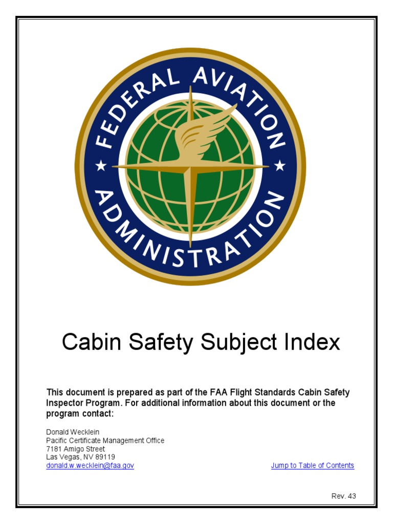 Cabin Safety Subject Index Guide | PDF | Federal Aviation ...