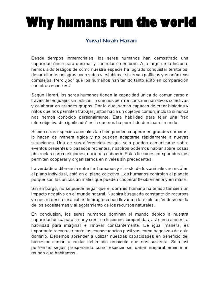 Dominio humano: ficciones compartidas y su impacto | PDF | Política ...