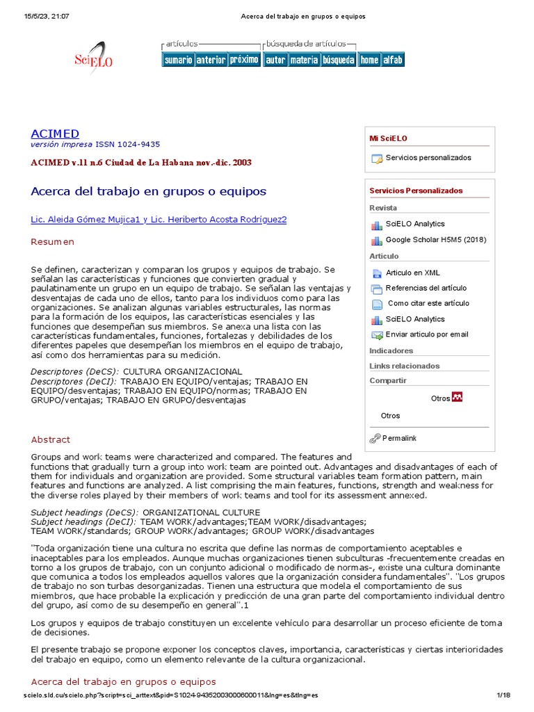 Acerca Del Trabajo en Grupos o Equipos | PDF | Grupo de trabajo | Comportamiento