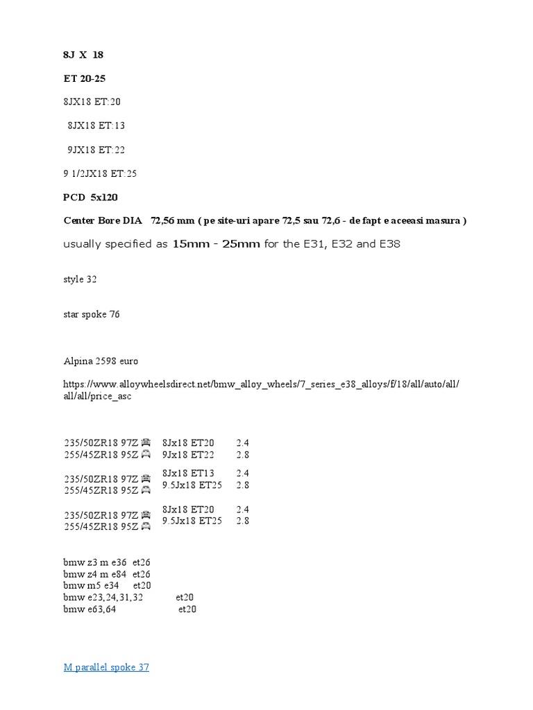 Jante BMW E38 | PDF | Technology & Engineering