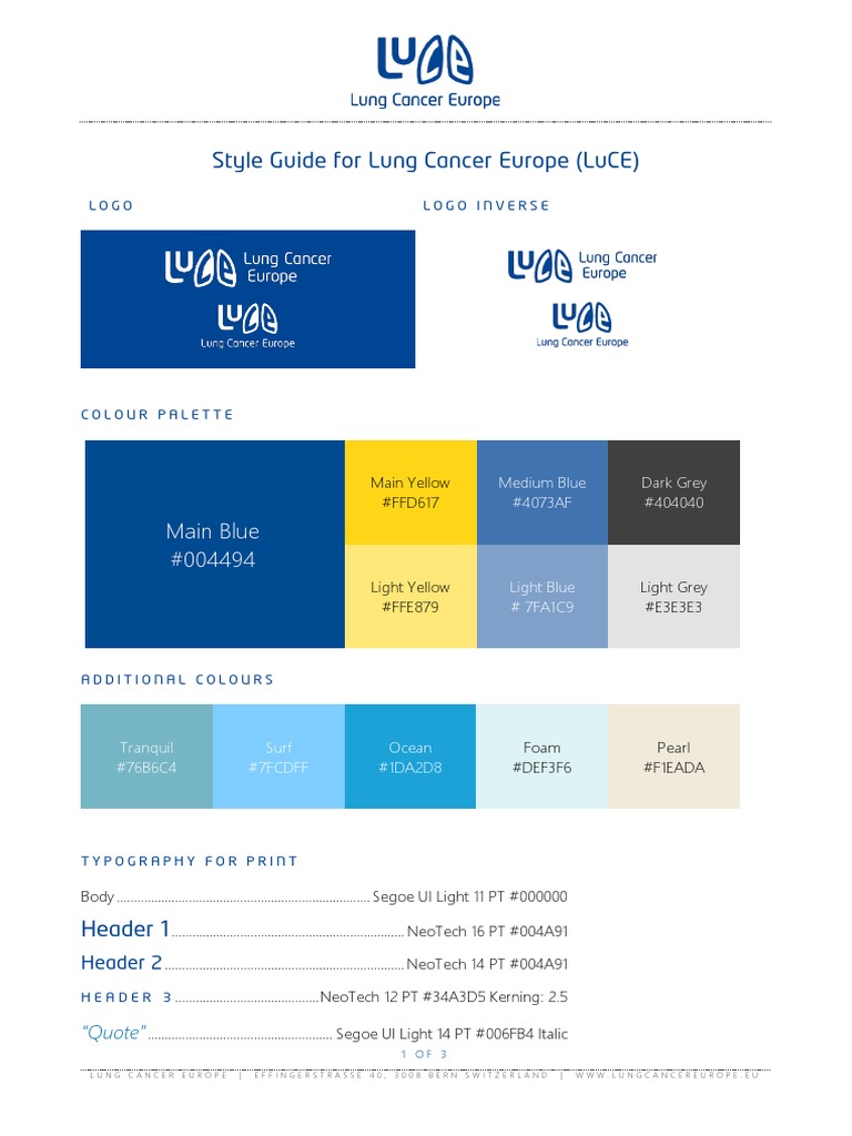 Lung Cancer Europe Style Guide | PDF