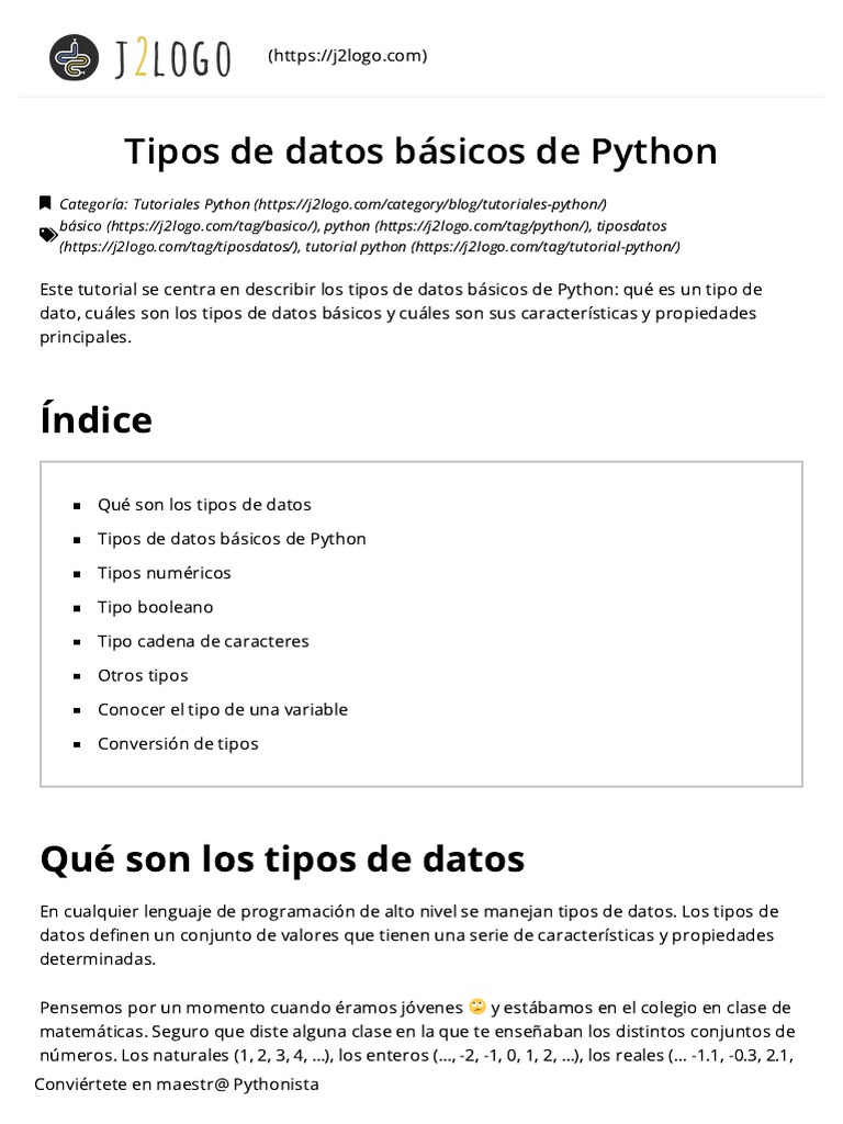 Tipos de Datos Básicos de Python - Cuáles Son y Características | PDF | Tipo de datos | Objeto ...