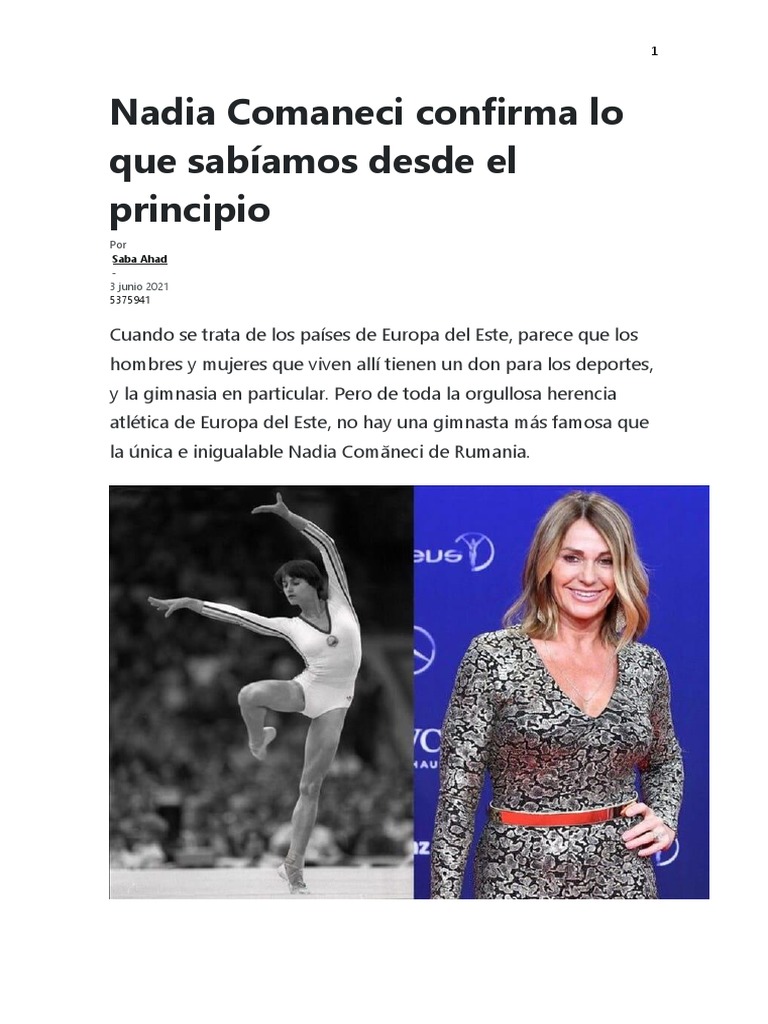 Nadia Comaneci confirma lo que sabíamos desde el principio | PDF